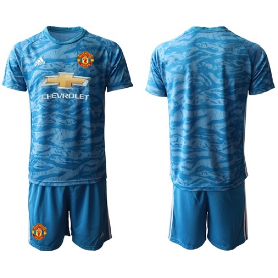 Manchester United Blank Light Blue Goalkeeper Soccer Club Jersey ...